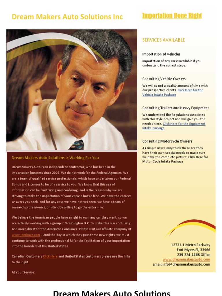 Dream Makers Auto Solutions Inc: Importation Done Right | PDF | Travel ...