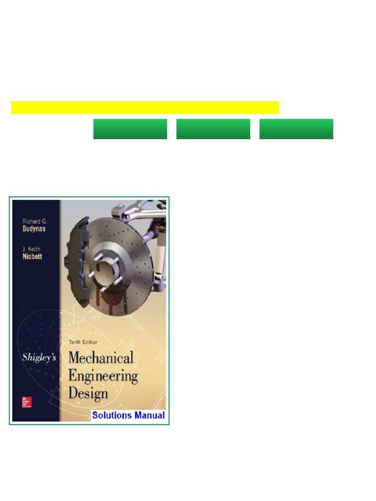 Shigleys Mechanical Engineering Design 10th Edition Budynas Solutions ...