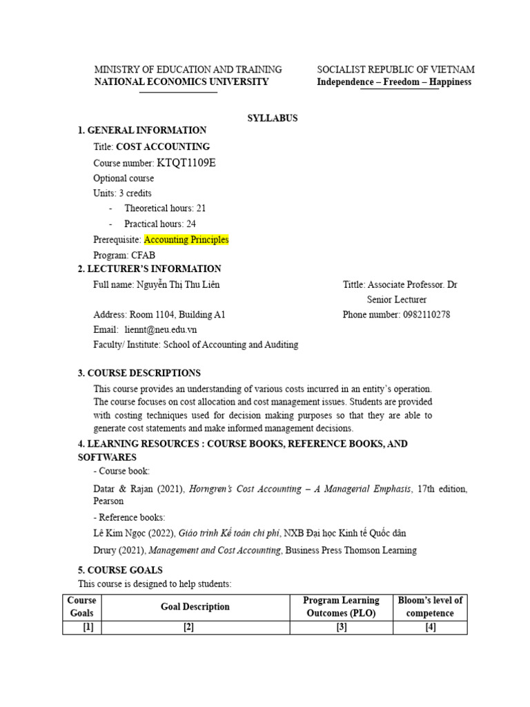 Syllabus2024 - CostAcct CFAB | PDF