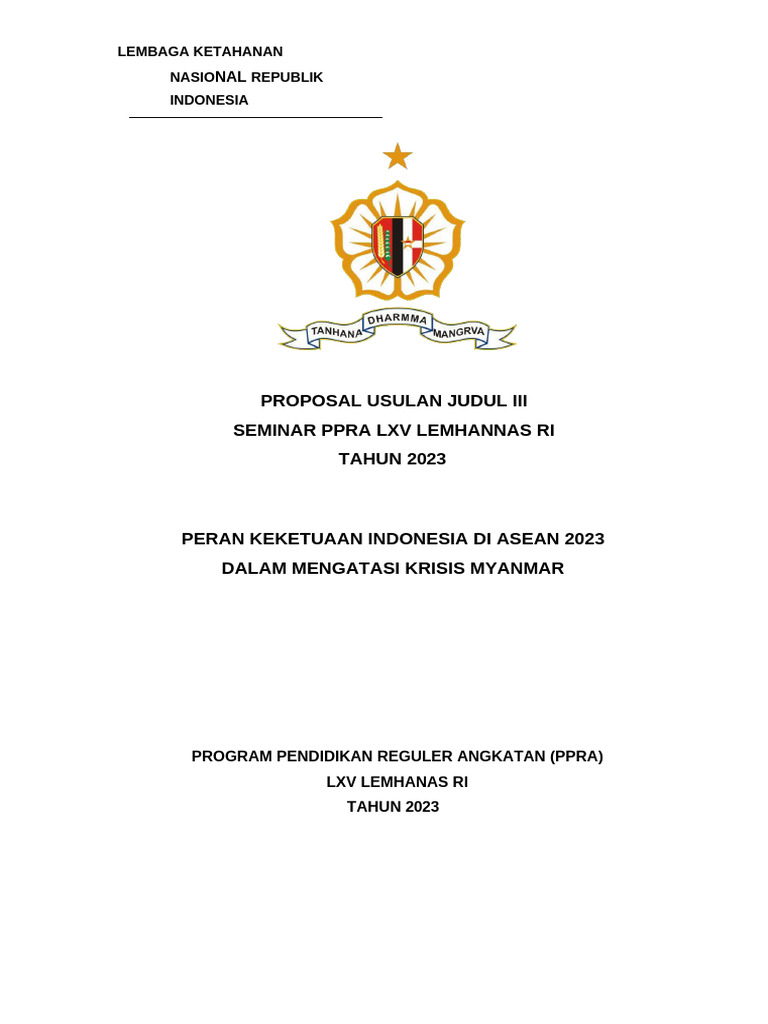 III.proposal Seminar Krisis Myanmar | PDF