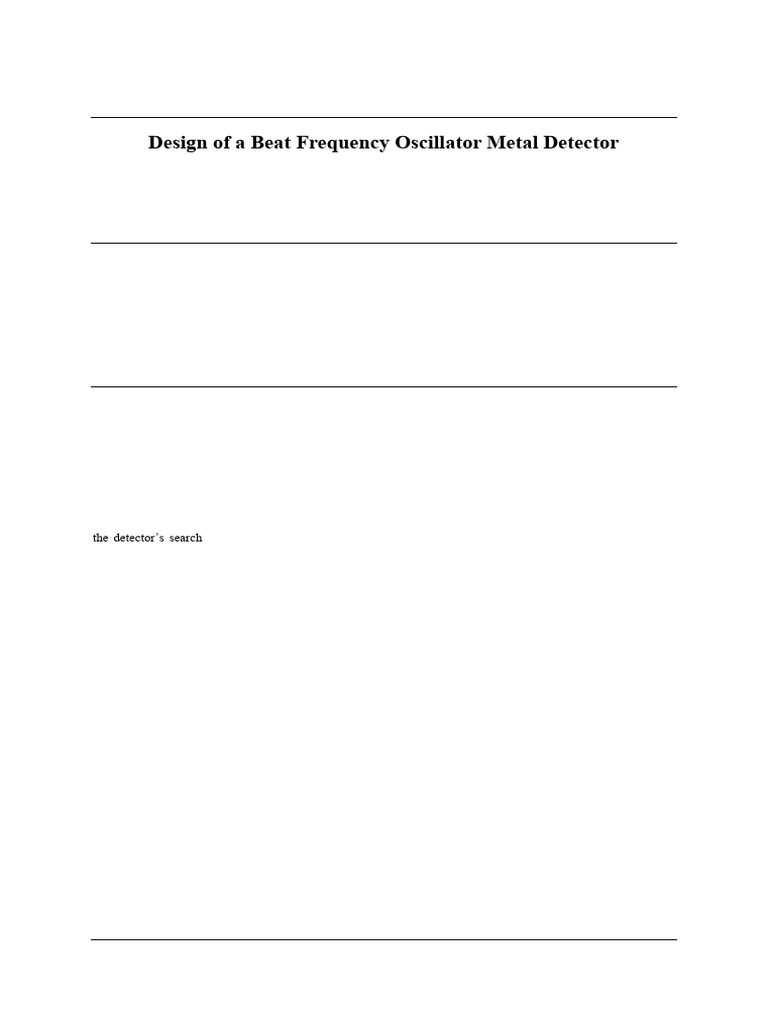 Beat Frequency Oscillator Metal Detector Design | PDF | Inductor ...