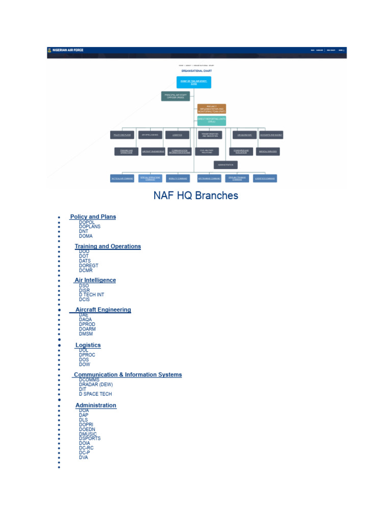NAF HQ Branches and Commands Overview | PDF | Aviation | Military Forces