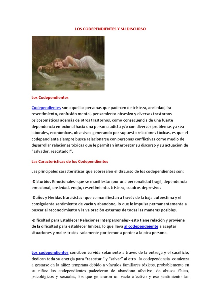 Los Codependientes y Su Discurso | PDF | Conceptos psicologicos | Salud ...