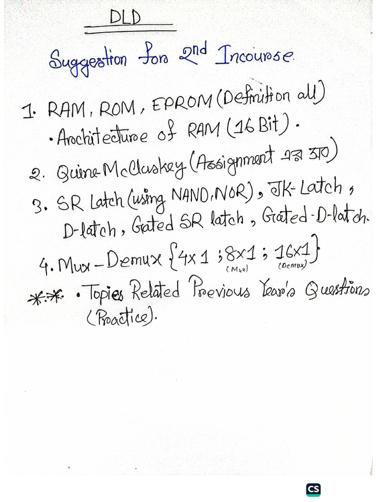 DLD (Suggestion For 2nd Incourse) | PDF