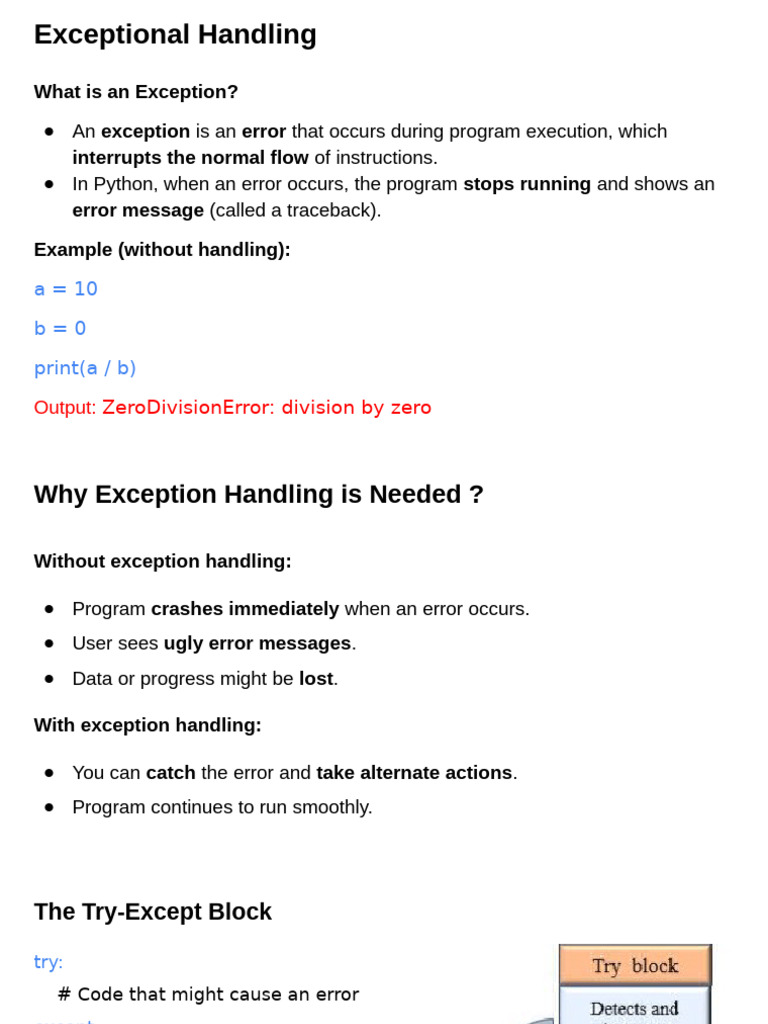 Python Exception Handling Guide | PDF | Computer Science | Software ...