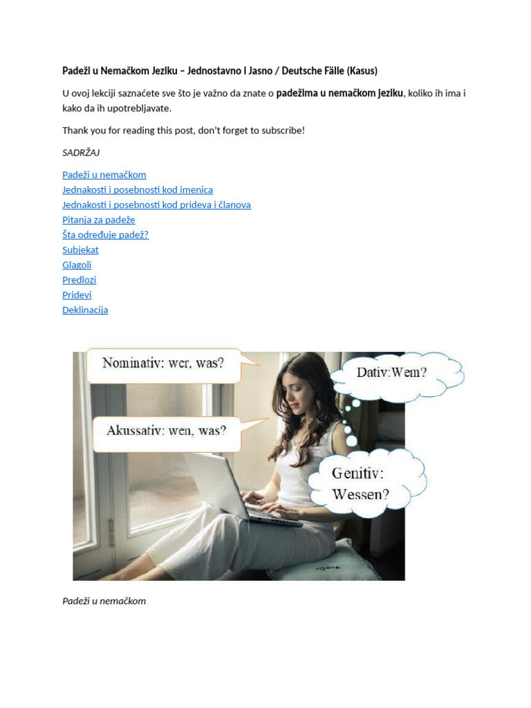 Padezi U Nemackom | PDF