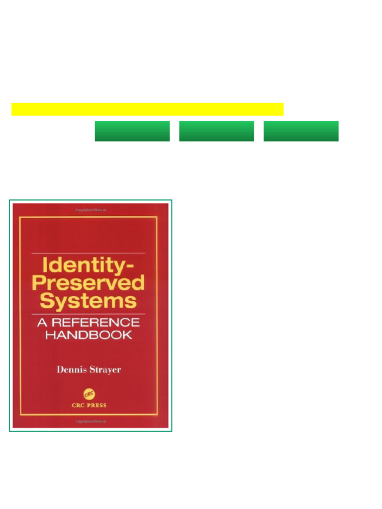 Identity Preserved Systems A Reference Handbook 1st Edition Dennis ...