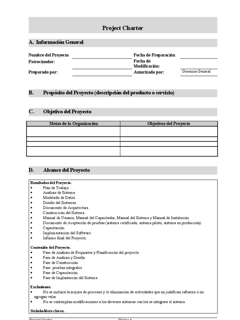 Ejemplo Project Charter Pdf Ingeniería De Software Software