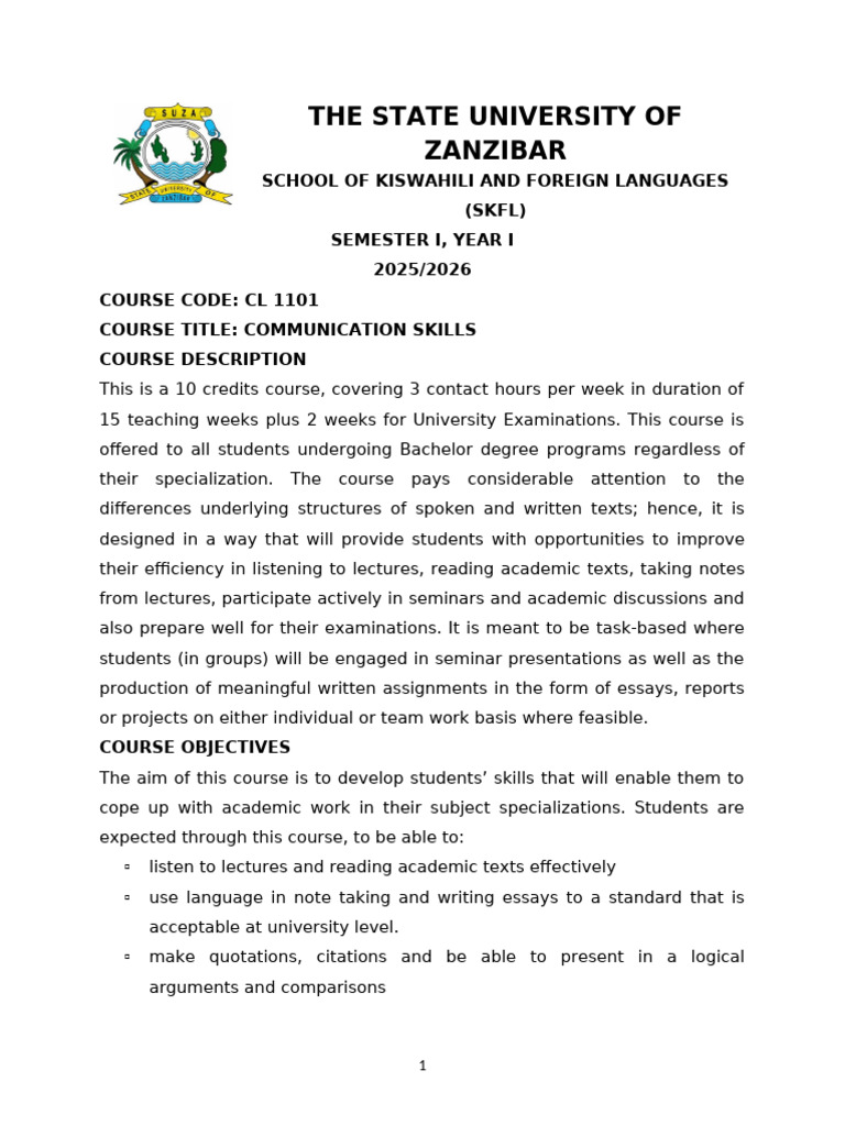 Communication Skills Course Overview | PDF | Essays | Lecture