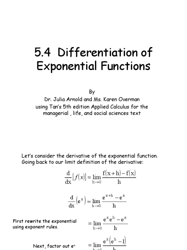 Exponential Function Differentiation | PDF