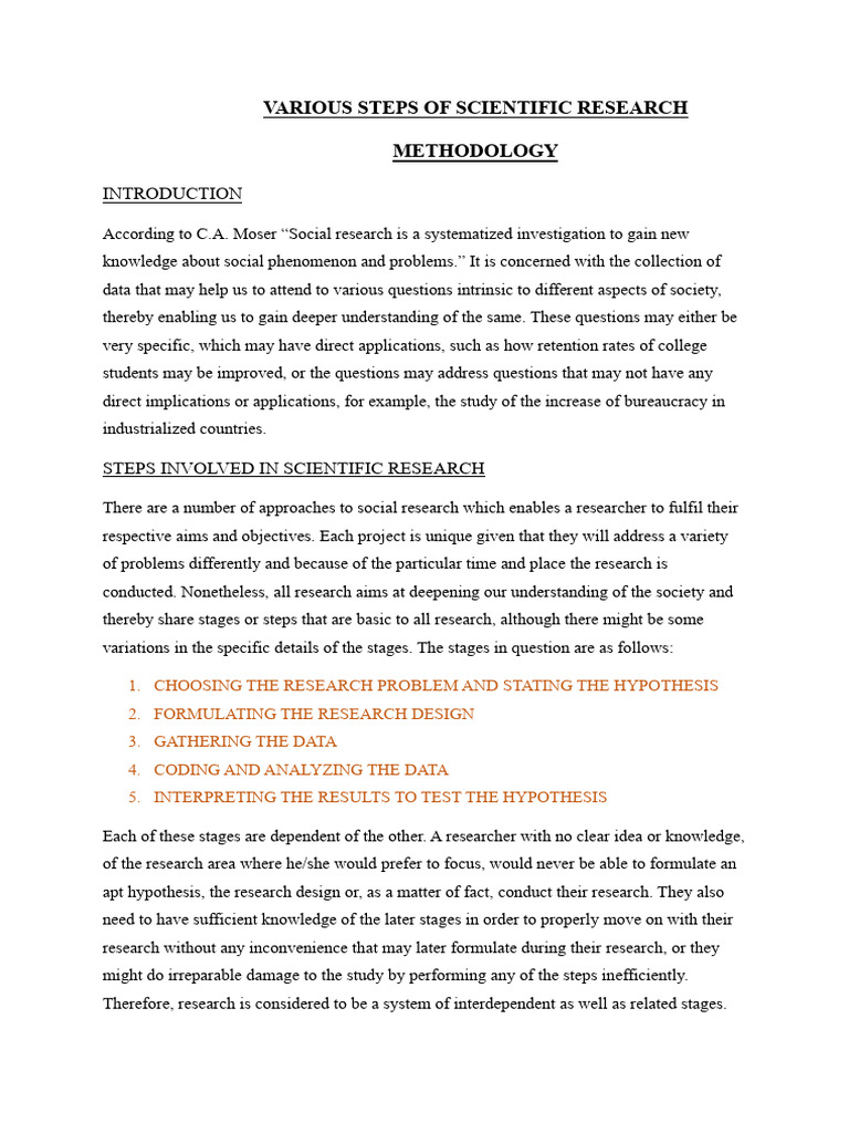 Steps in Scientific Research Methodology | PDF | Methodology ...