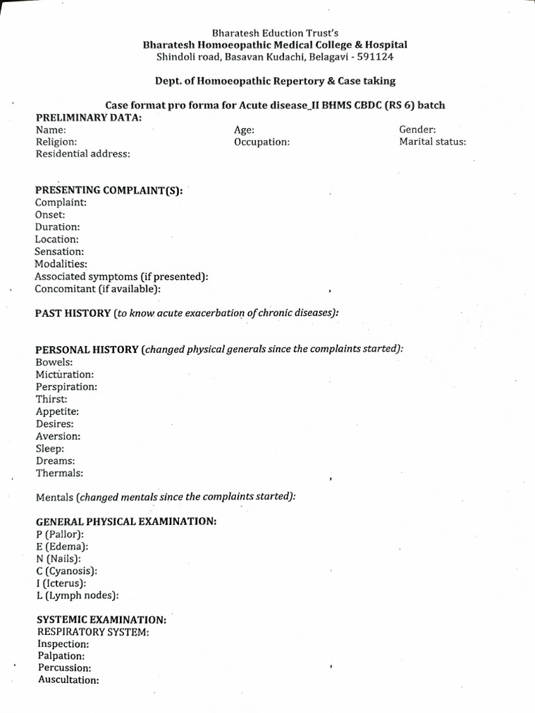 Acute Case Format | PDF