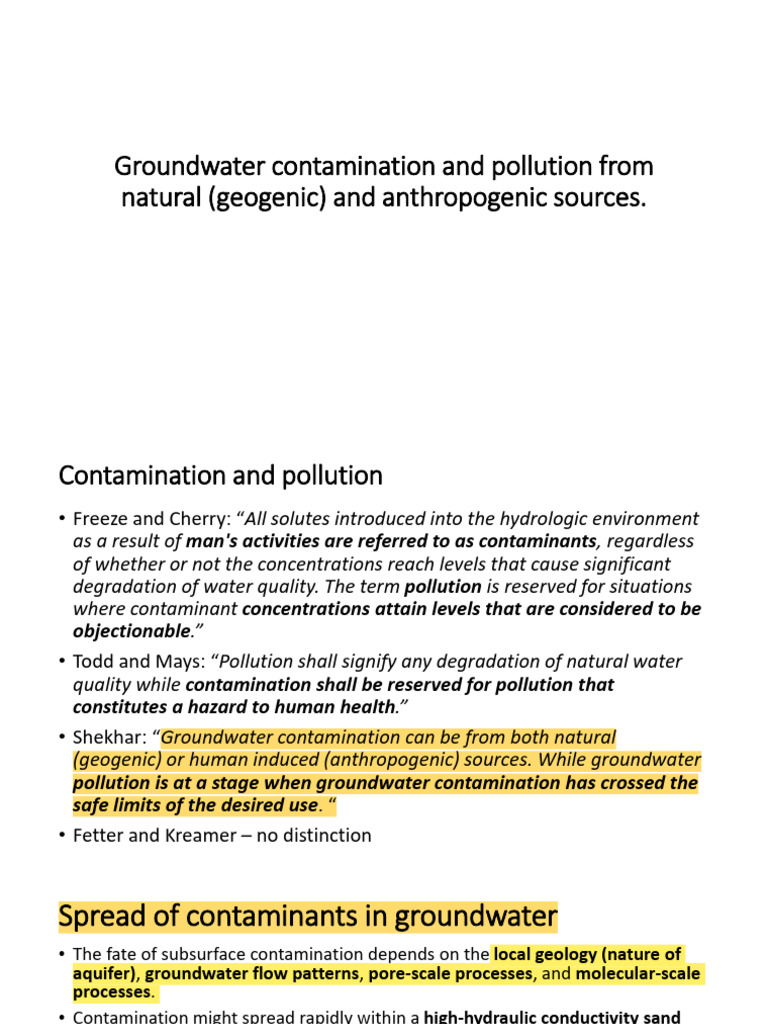 Groundwater Contamination Sources & Processes | PDF | Groundwater | Water