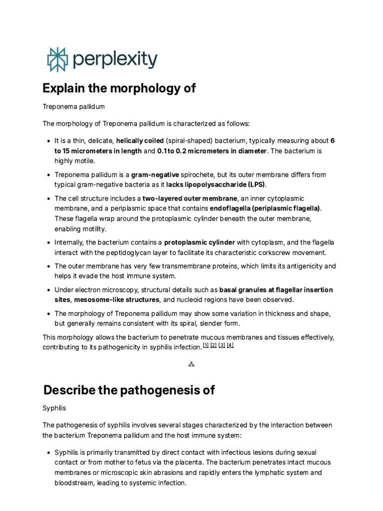 Explain The Morphology of - Treponema Pallidum | PDF | Immune System ...