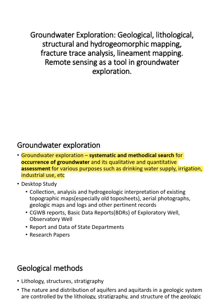 6 Groundwater Exploration | PDF | Groundwater | Aquifer