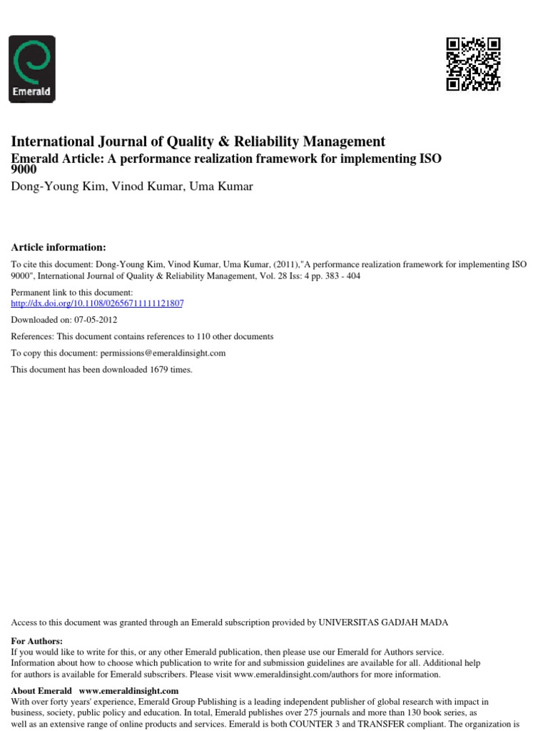 International Journal of Quality & Reliability Management | PDF | Iso ...