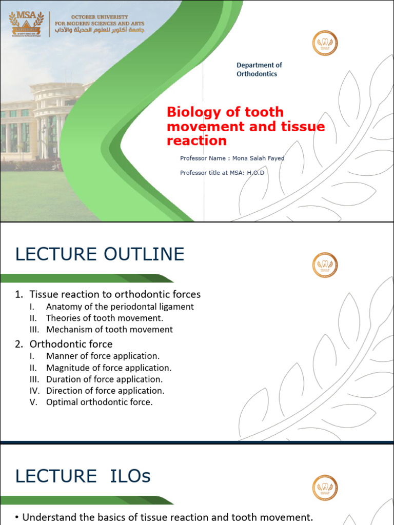 Tooth Movement and Tissue Reaction in Orthodontics | PDF | Human Tooth ...