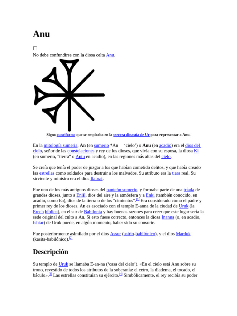 Dios Anu: Rey de los Dioses Sumerios | PDF | Creencia religiosa y ...