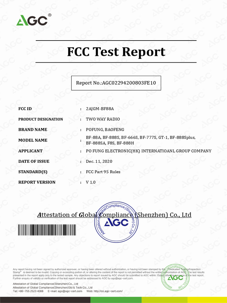 FCC Test Report: Ttestation of Lobal Ompliance (Shenzhen) Co., LTD ...