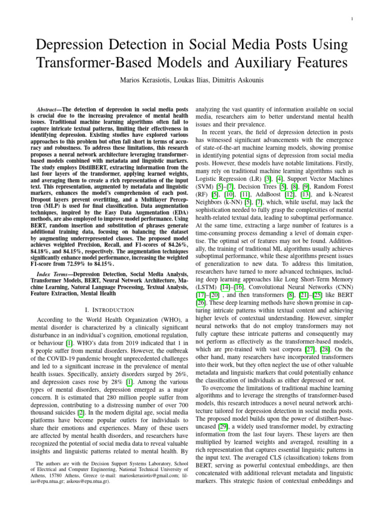 Depression Detection via Transformer Models | PDF | Deep Learning ...