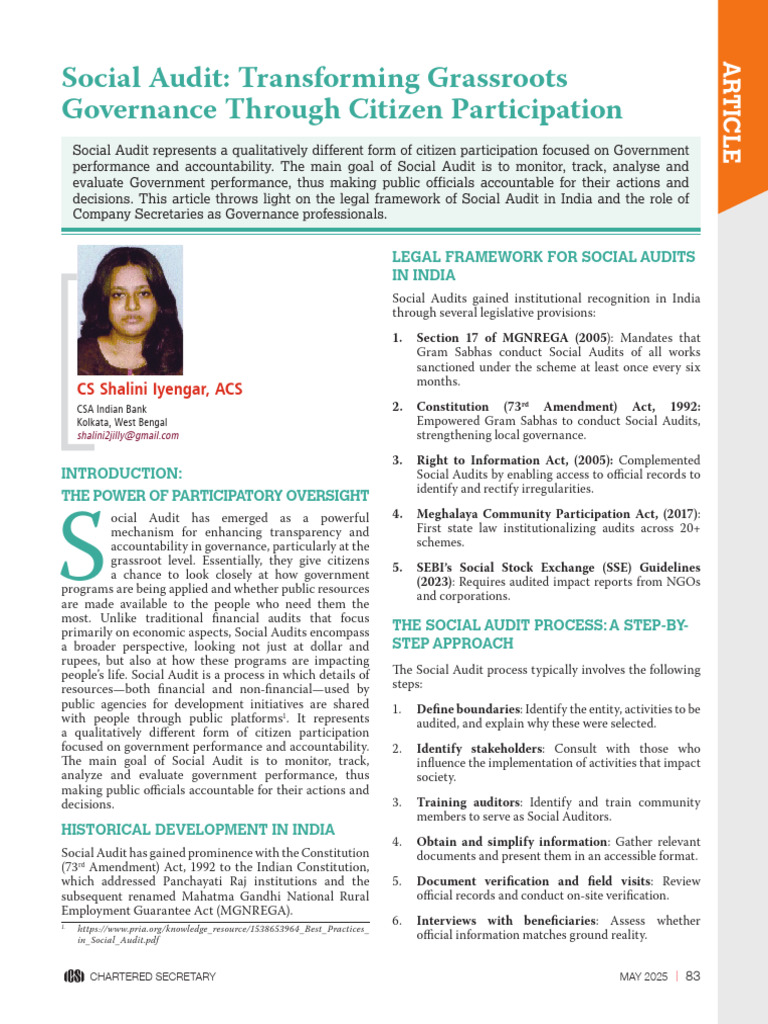 Unit II Social Audit (No Print) | PDF | Audit | Governance