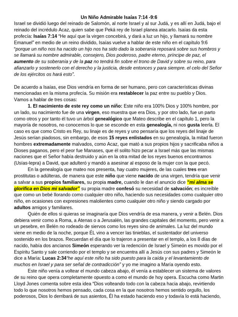 Un Niño Admirable Isaías 714 - 96 | PDF | Cristo (título) | Jesús