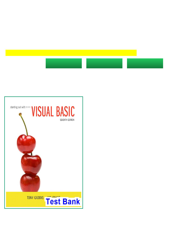 Starting Out With Visual Basic 7th Edition Gaddis Test Bank Full ...