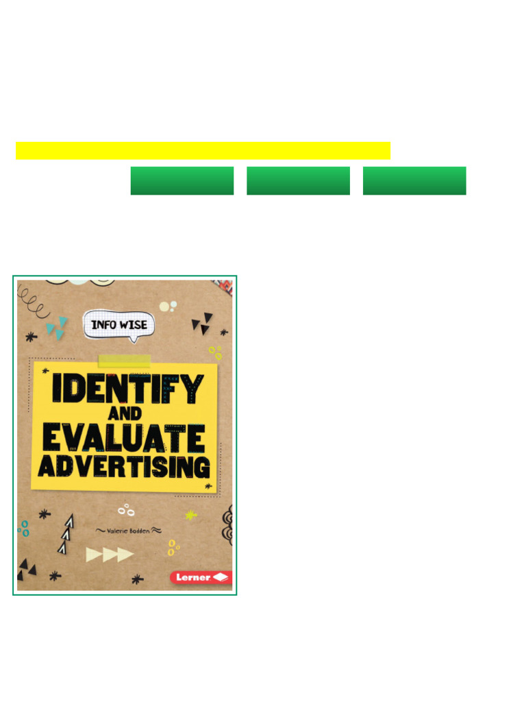 Identify and Evaluate Advertising 1st Edition Valerie Bodden Available ...