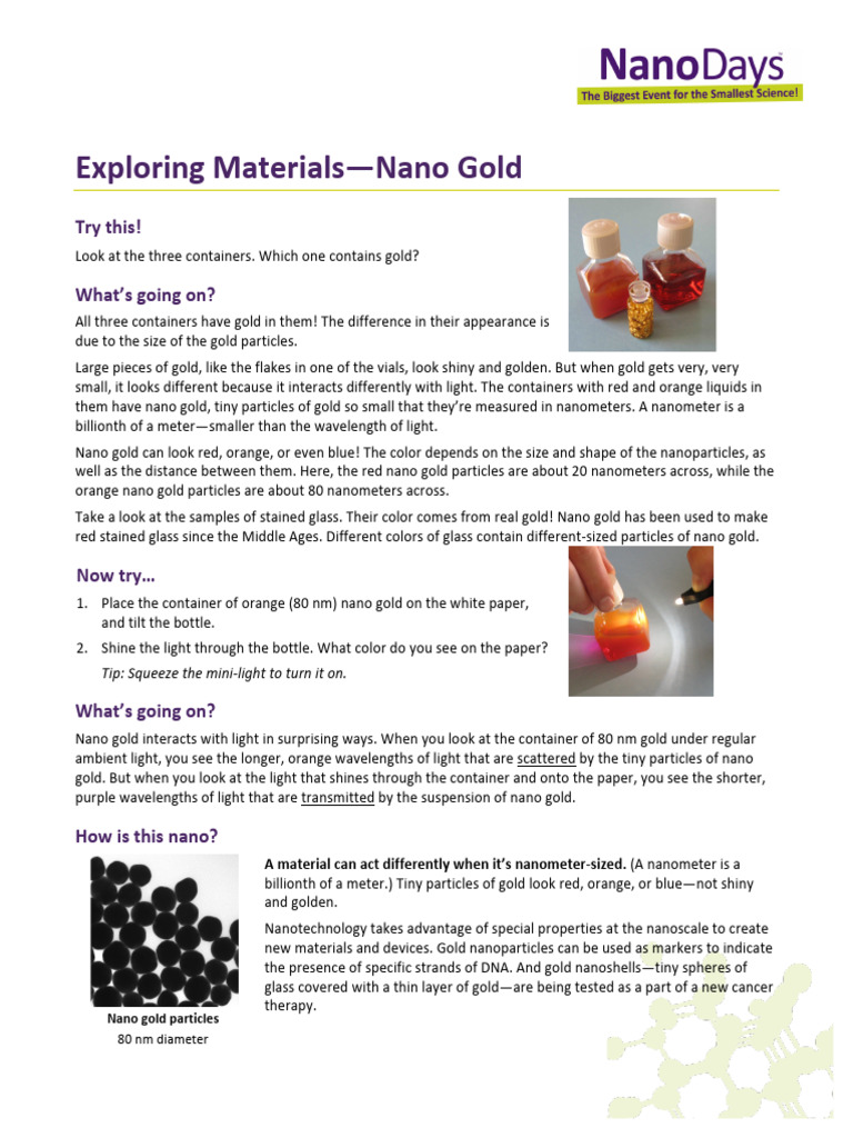 Notes On Gold Nano Particles | PDF | Plasmon | Nanotechnology