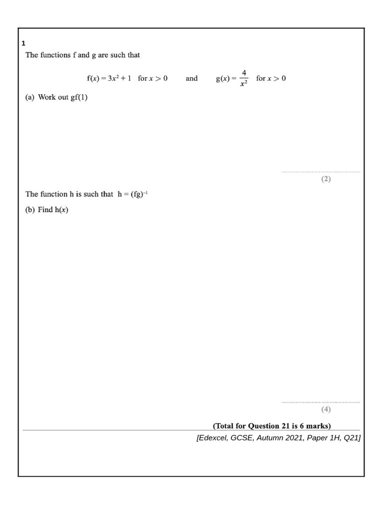 Inverse & Composite Functions GCSE Qs | PDF