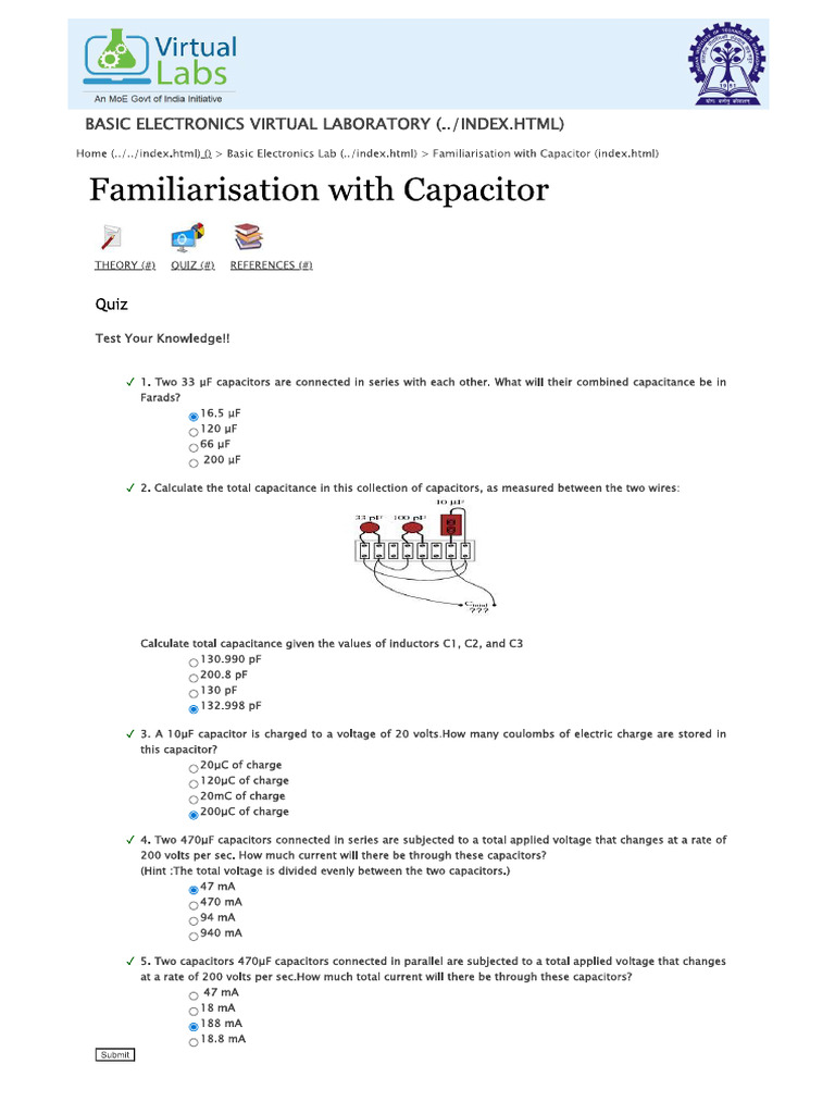 Familiarisation With Capacitor | PDF