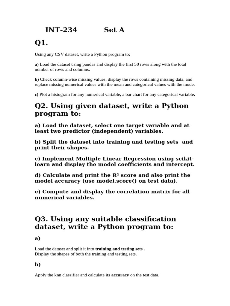 Int-234 Set A Q1 | PDF | Statistical Classification | Support Vector ...