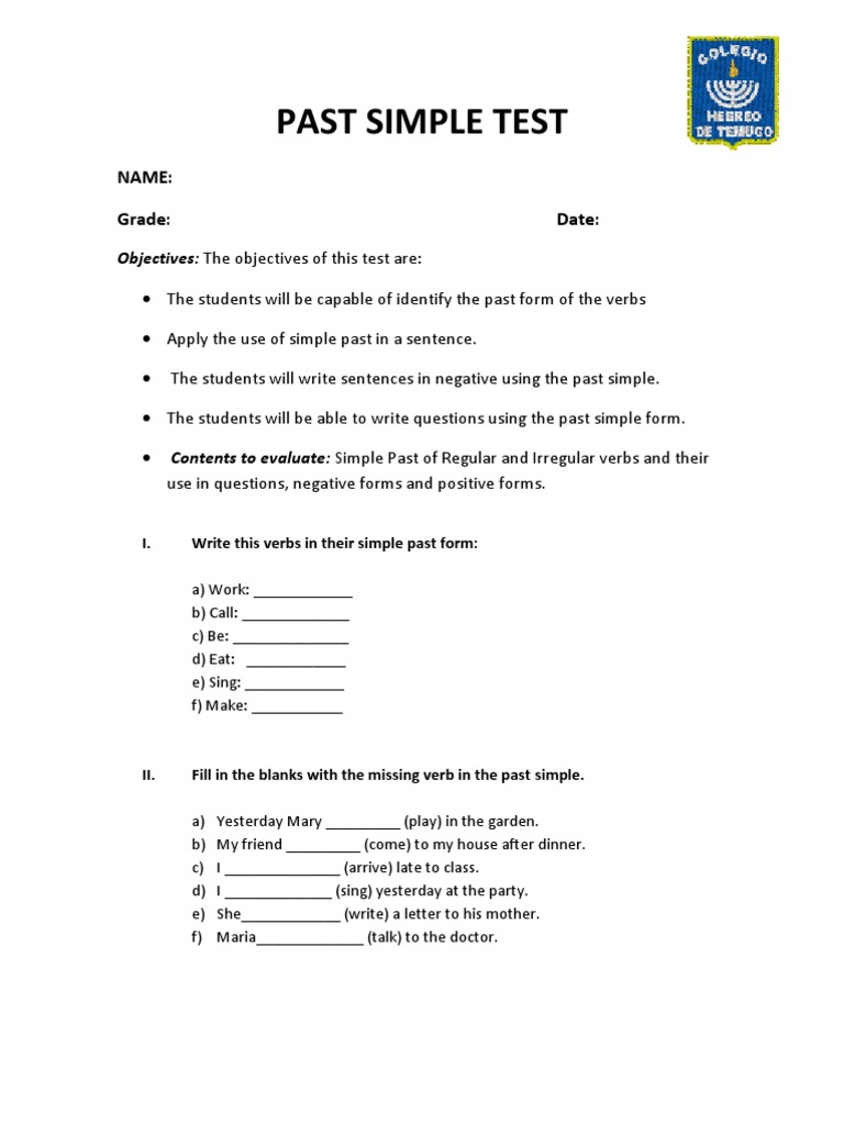 Test Past Simple | PDF