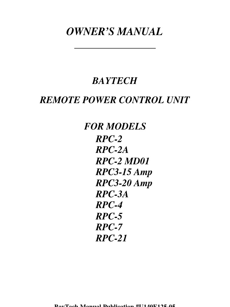 BayTech RPC3 Manual | PDF | Electrical Connector | Computer Hardware