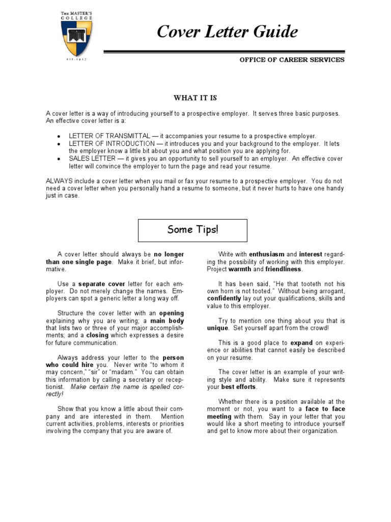 Cover Letter Guide | PDF | Résumé | Computing