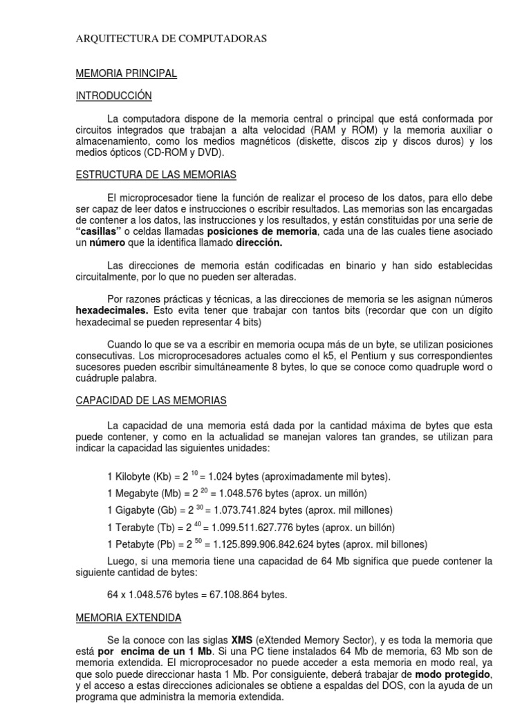 Memorias, Tipos y Estructura | PDF | Memoria de sólo lectura | Caché ...