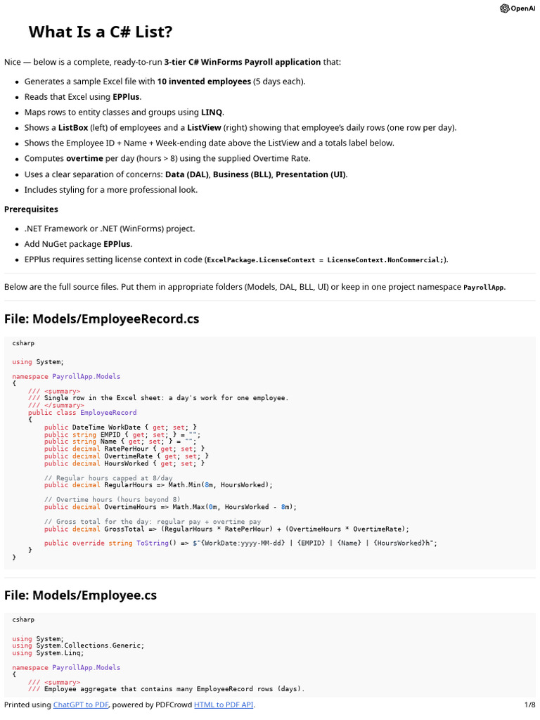 What Is A C# List | PDF | Microsoft Excel | C Sharp (Programming Language)