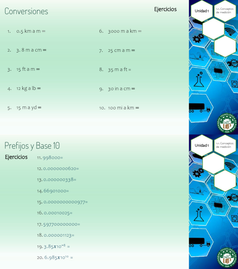 Ejercicios de Conversiones y Base 10 | PDF