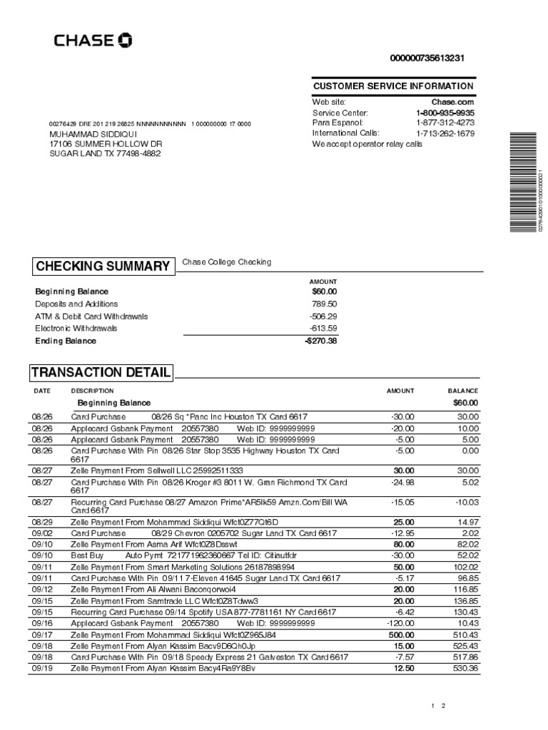 List | PDF | Overdraft | Chase Bank