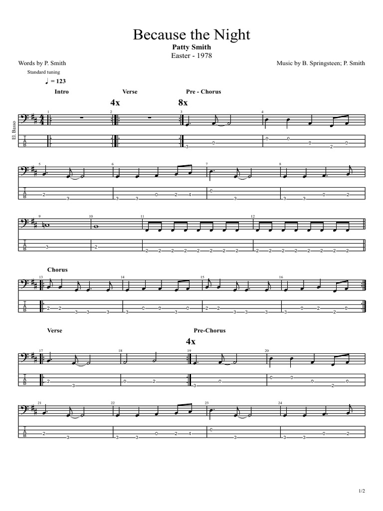 "Because the Night Sheet Music" | PDF | Musical Compositions | American ...