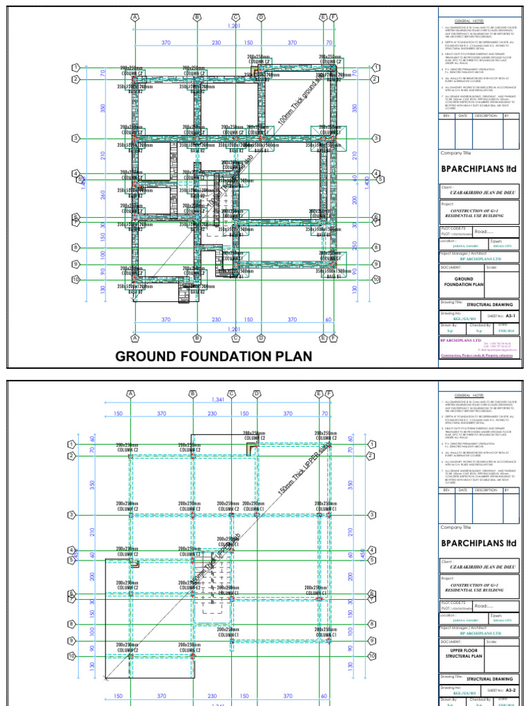 G+1 Residential Building Plans Kigali | PDF | Building Engineering ...