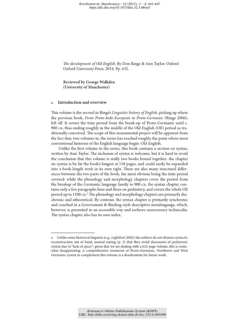The Development of Old English by Don Ringe Ann Taylor 3bvxeuk1fl | PDF ...