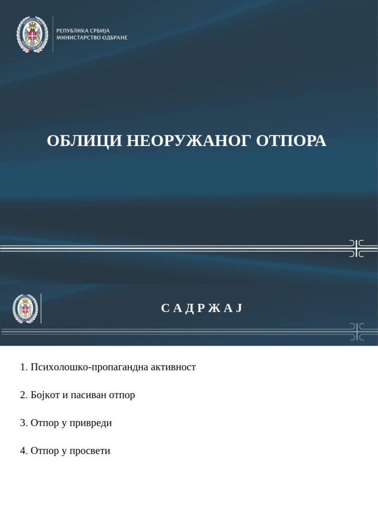 T-8 Oblici Neoruzanog Otpora | PDF