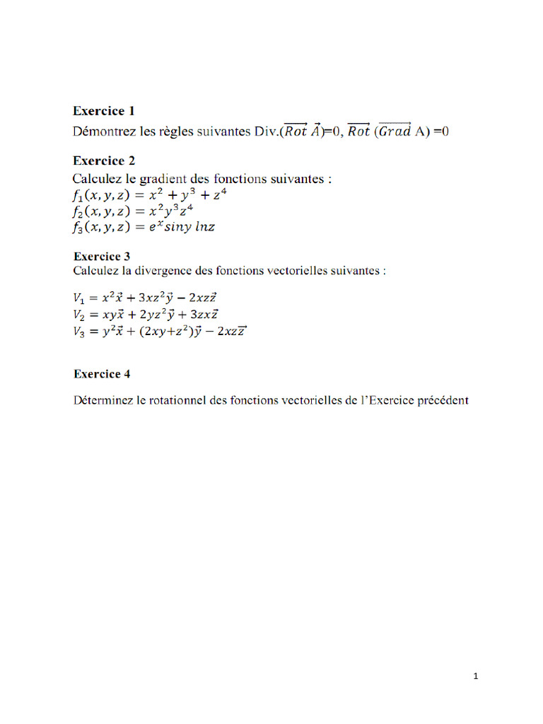 TD 1-Analyse Vectorielle | PDF