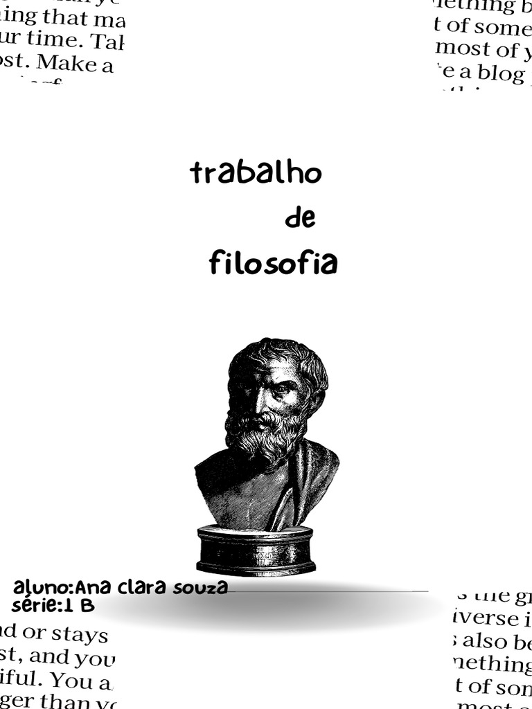 Capa de Livro e Caderno de Filosofia Escolar Clássico Marrom e Branco ...
