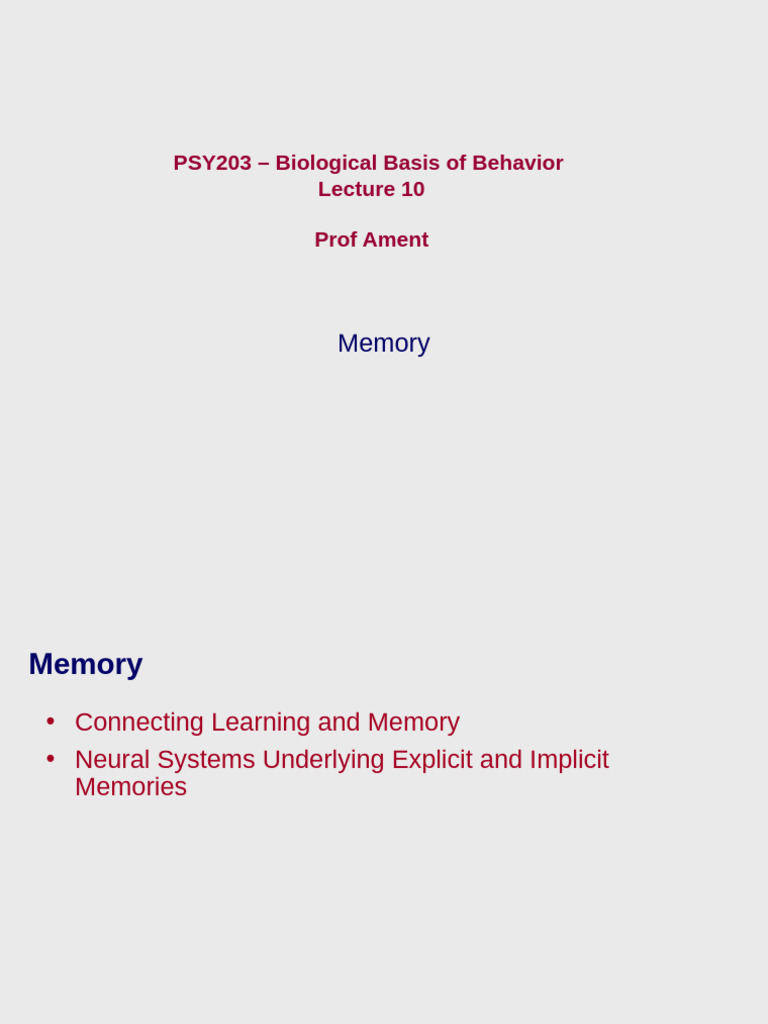 Understanding Memory: Implicit vs. Explicit | PDF | Memory | Temporal Lobe
