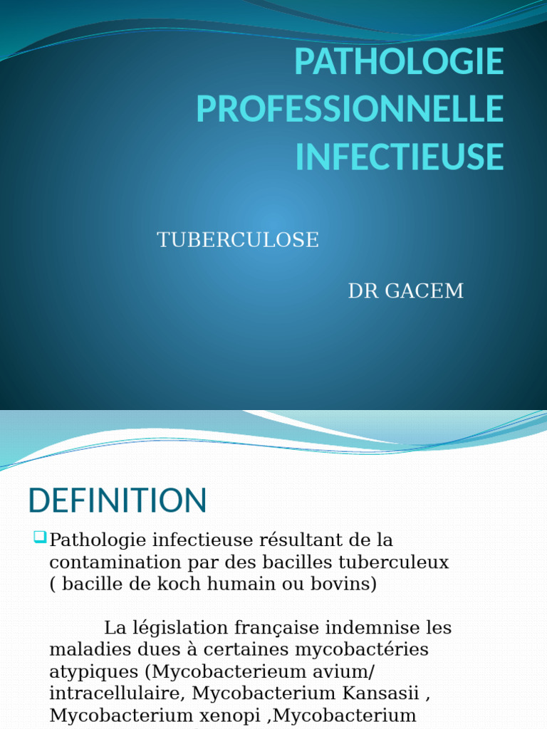 Pathologie Professionnelle Infectieuse Tuberculose | PDF