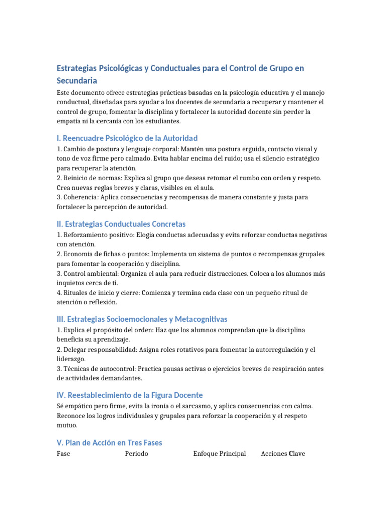 Control de Grupo en Secundaria: Estrategias Efectivas | PDF | Maestros ...