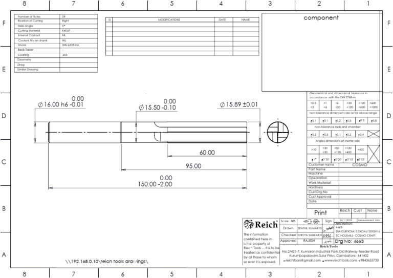4663 - Dia15.89xdia15.5xoal150xsh16 SC Holemill - Cosmo Craft | PDF ...