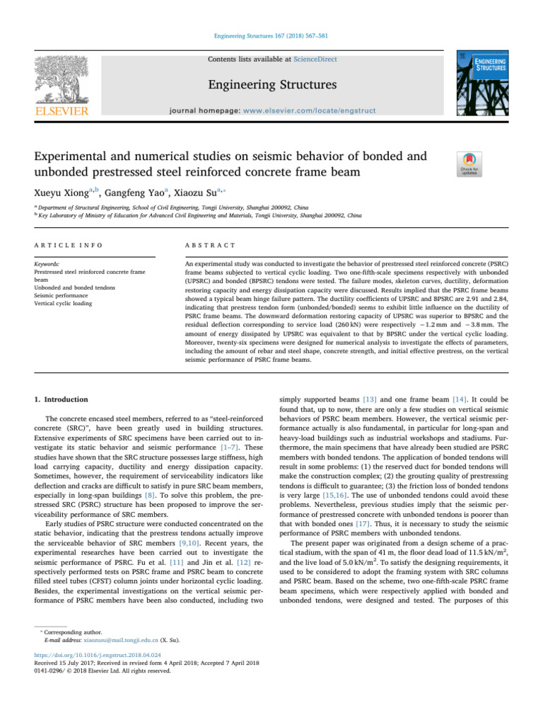 9#experimental and Numerical Studies On Seismic Behavior of Bonded and ...